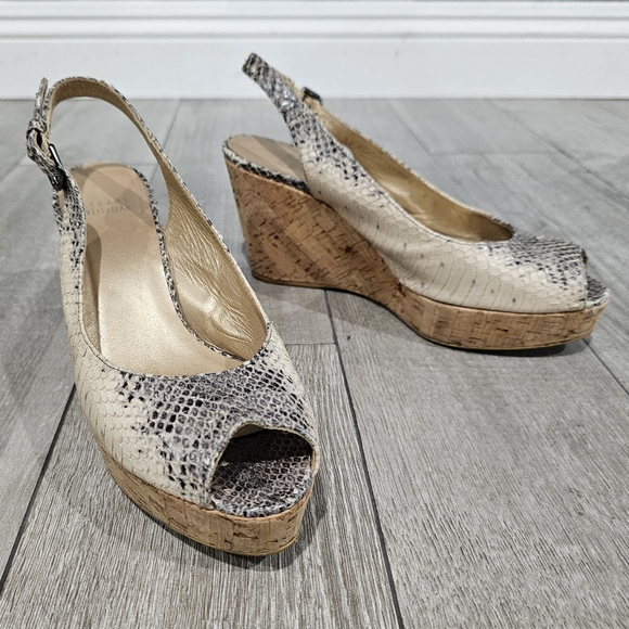 Stuart Weitzman | Shoes | Stuart Weitzman Jean Neutral Snake Peep Toe ...
